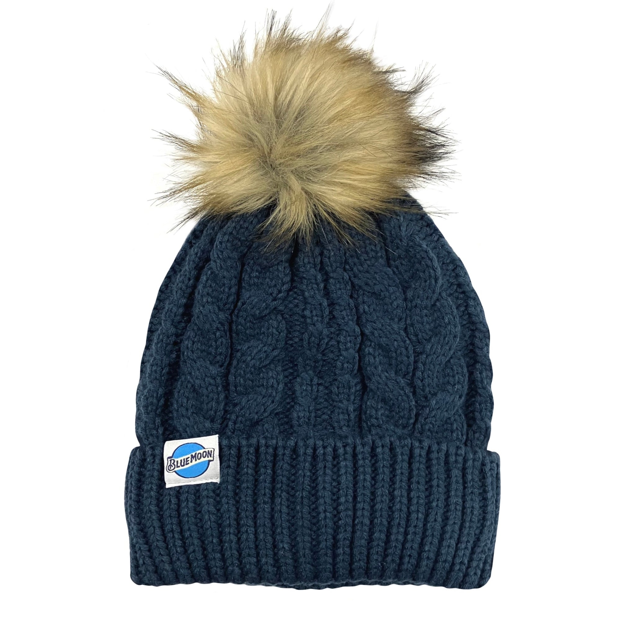 Navy Beanie with Pom – Blue Moon Shop